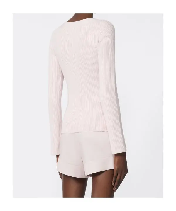 Max Mara V-neck Ribbed Cardigan With Flared Buttons - Pink