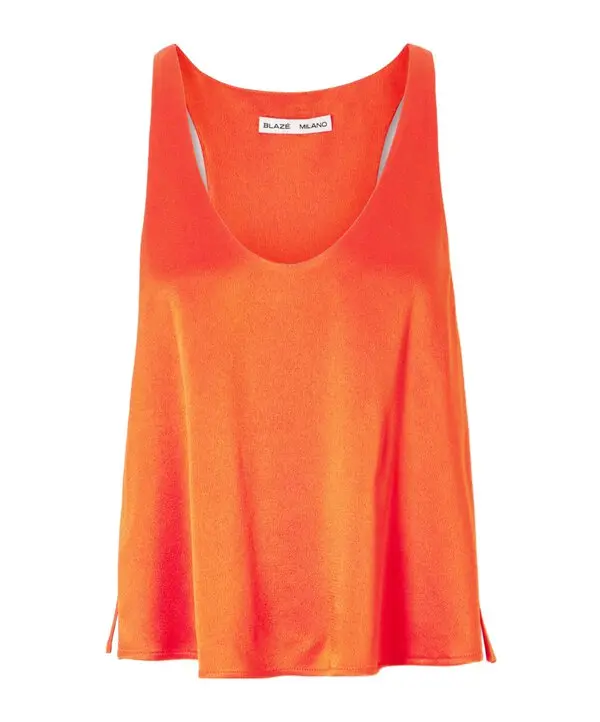 BLAZÉ MILANO Scoop-neck Satin Crepe Top