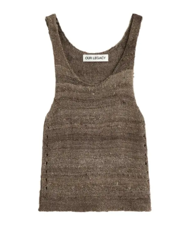 Our Legacy U-neck Ribbed Knit Tank Top - Brown