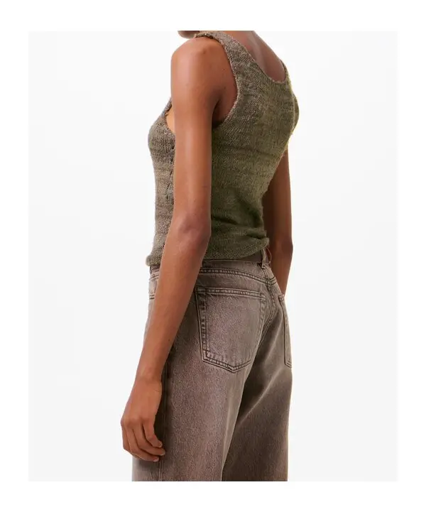 Our Legacy Solo Ribbed Knit U-neck Vest - Brown
