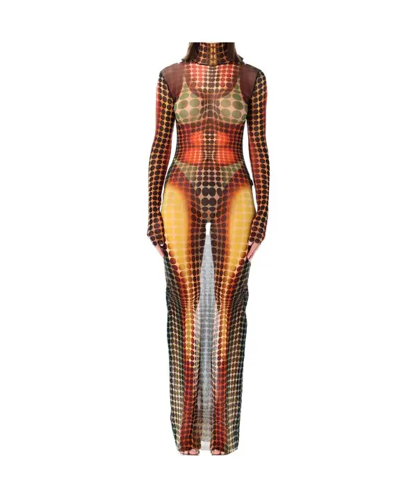 JEAN PAUL GAULTIER Re-edition Printed Long Sleeve Maxi Dress