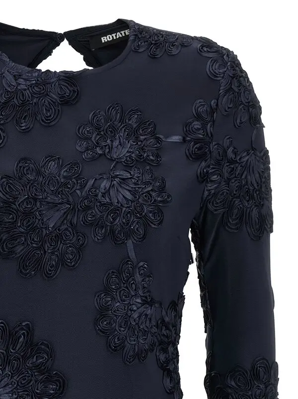 ROTATE BY BIRGER CHRISTENSEN 3d Floral Mesh Mini Dress - No