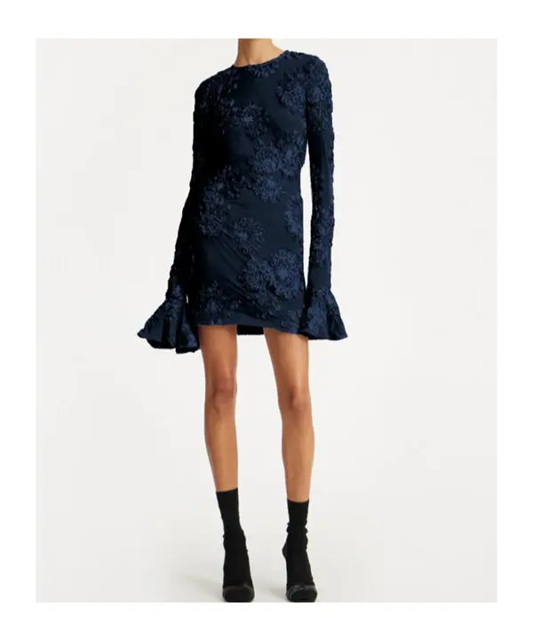ROTATE BY BIRGER CHRISTENSEN 3d Floral Mesh Mini Dress - No