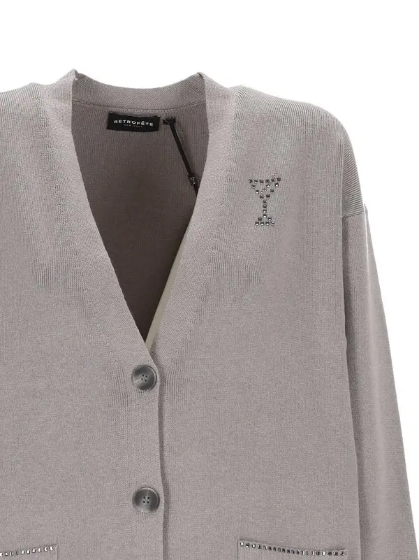 Retrofete Embellished Knit Cardigan - Gray