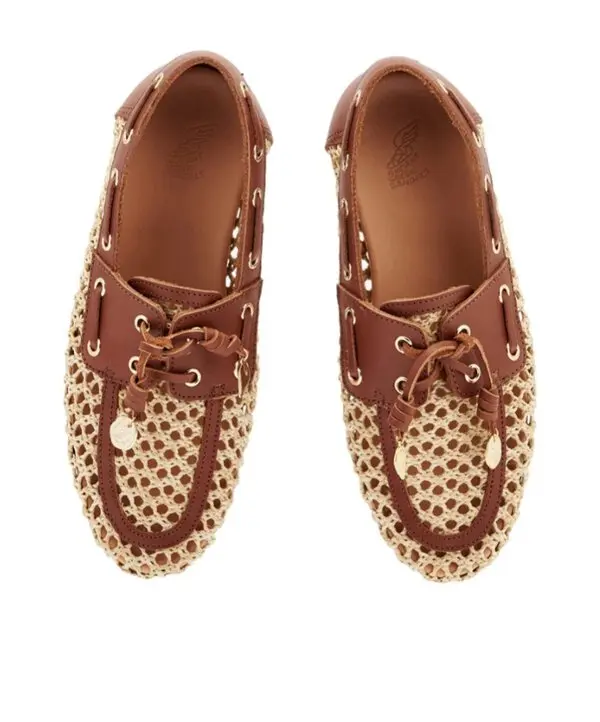 ANCIENT GREEK SANDALS Pliaria Boat Shoes With Straw Woven Details