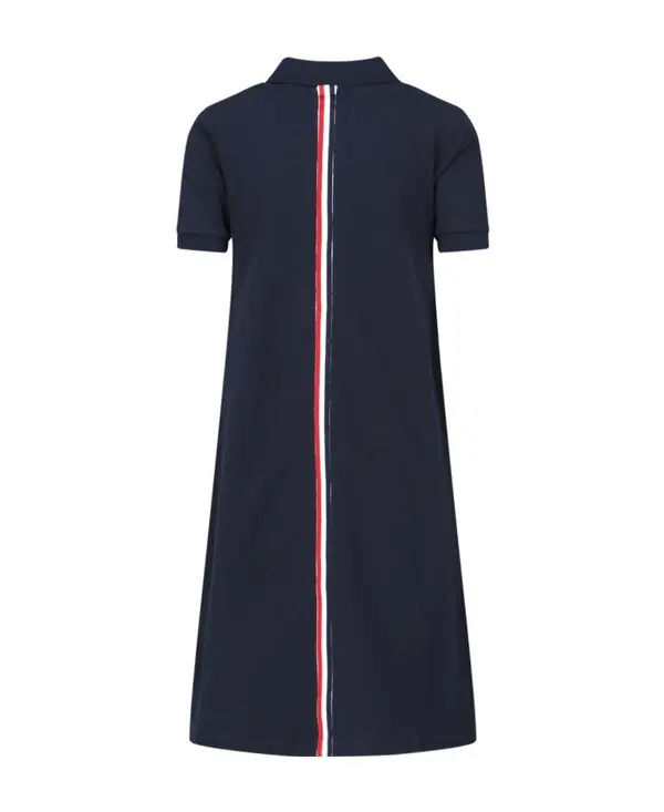 Thom Browne Rwb Stripe Detail Polo Shirt Dress