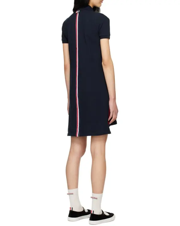 Thom Browne Rwb Stripe Detail Polo Shirt Dress