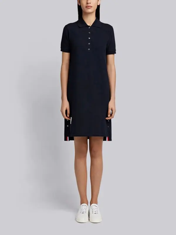 Thom Browne Rwb Stripe Detail Polo Shirt Dress