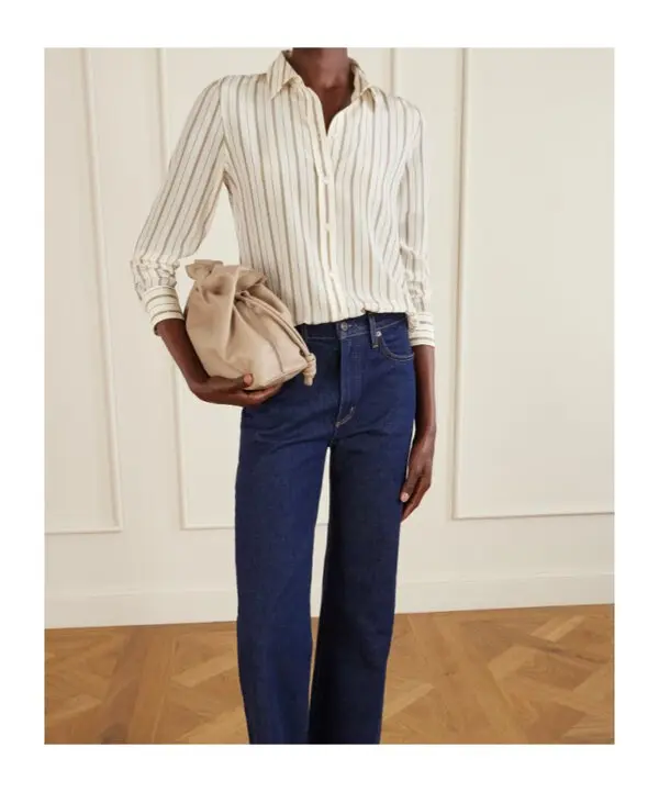 NILI LOTAN Gaia Striped Silk Shirt - White
