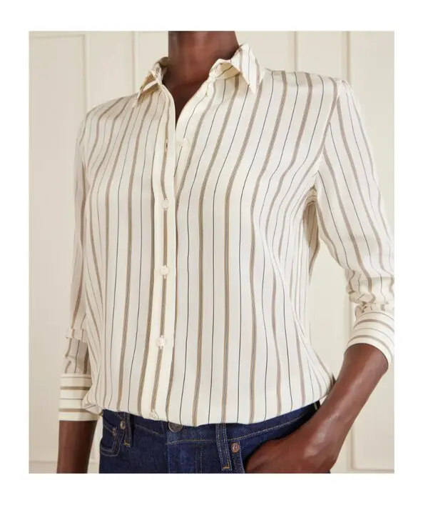 NILI LOTAN Gaia Striped Silk Shirt - White