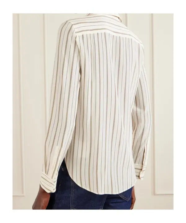 NILI LOTAN Gaia Striped Silk Shirt - White
