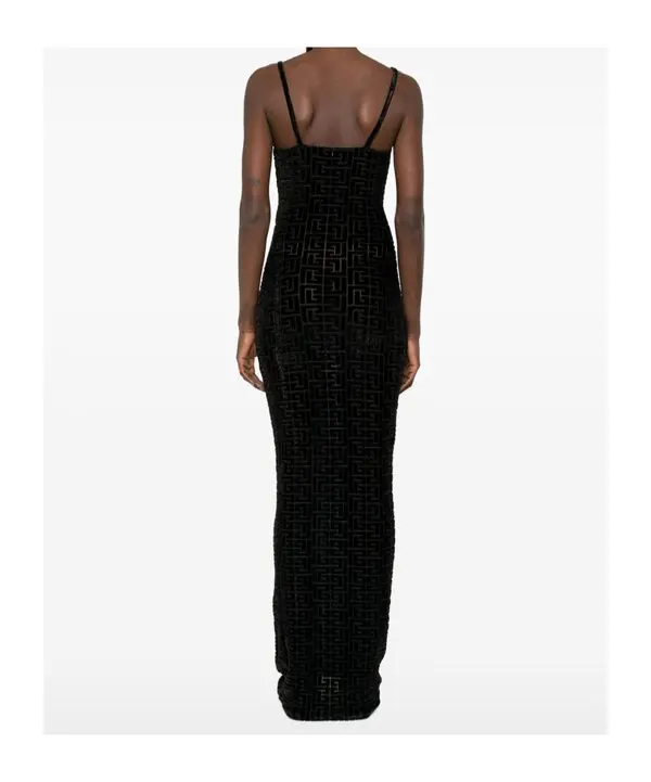 Balmain Letter Pattern Maxi Slip Dress