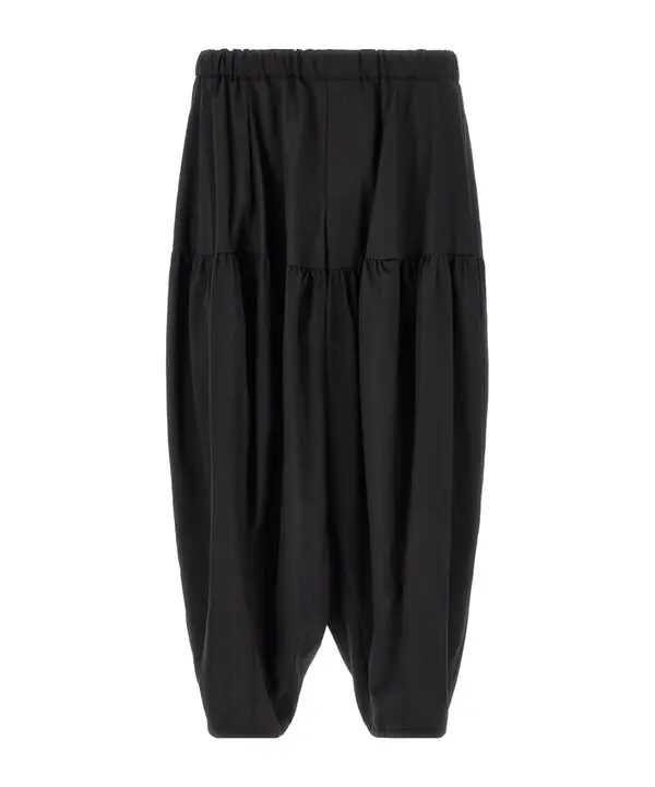 Comme Des Garçons Elasticated Waist Trousers With Rolled Hem - Black