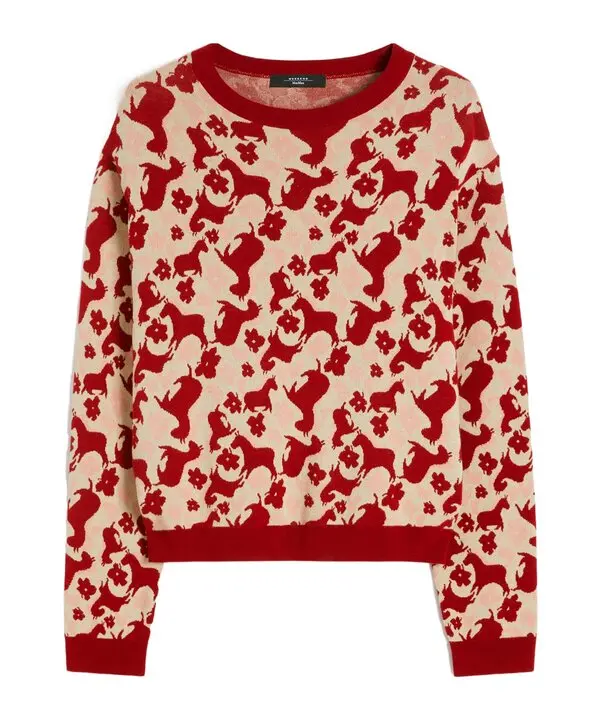 Max Mara Long Sleeve Jacquard Knit Sweater