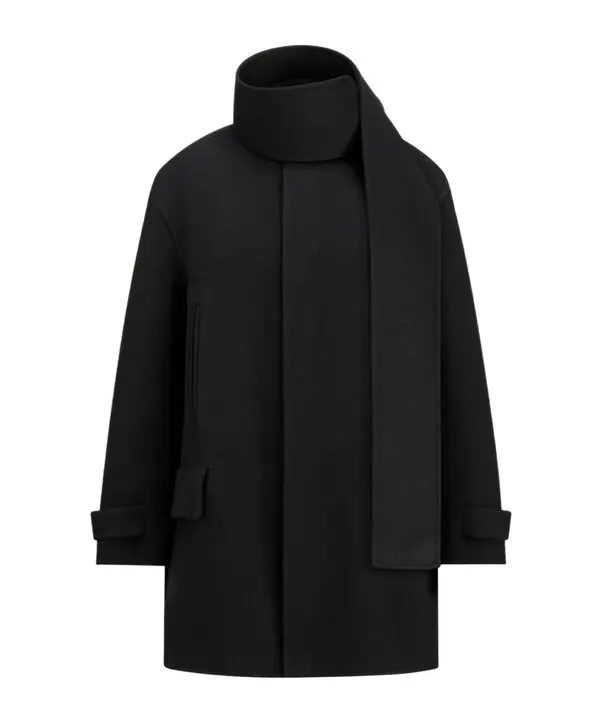 Dior Long-sleeved Coat With Scarf Collar - Black