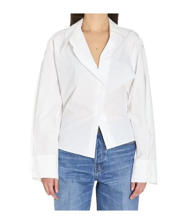 Attico Asymmetrical V-neck Shirt - White