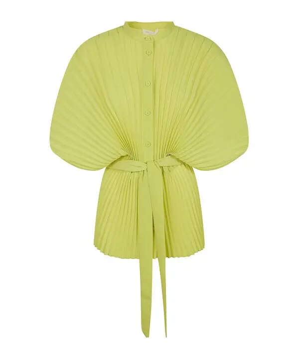 TWINSET Pleated Crêpe De Chine Shirt With Waist Tie - Green
