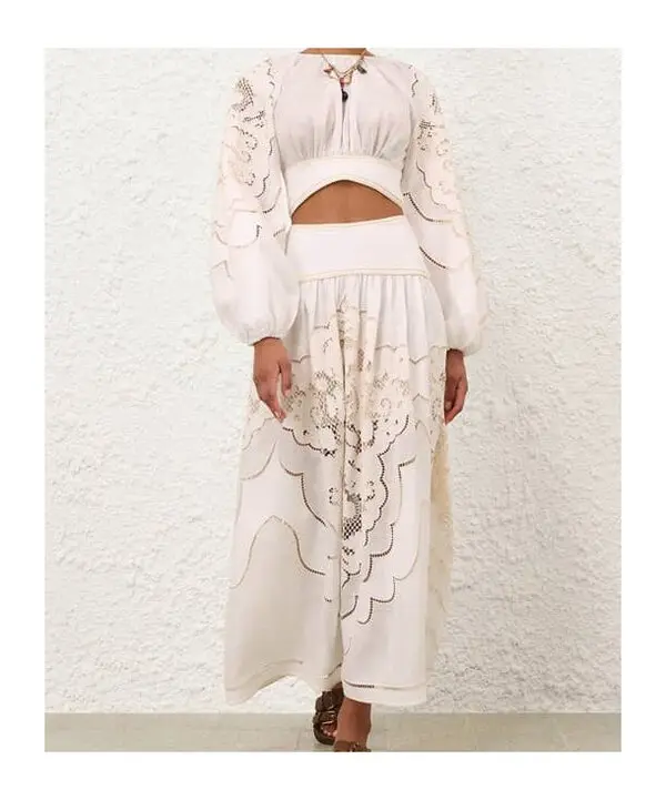 Zimmermann Daylight High-waist Maxi Skirt - Cream