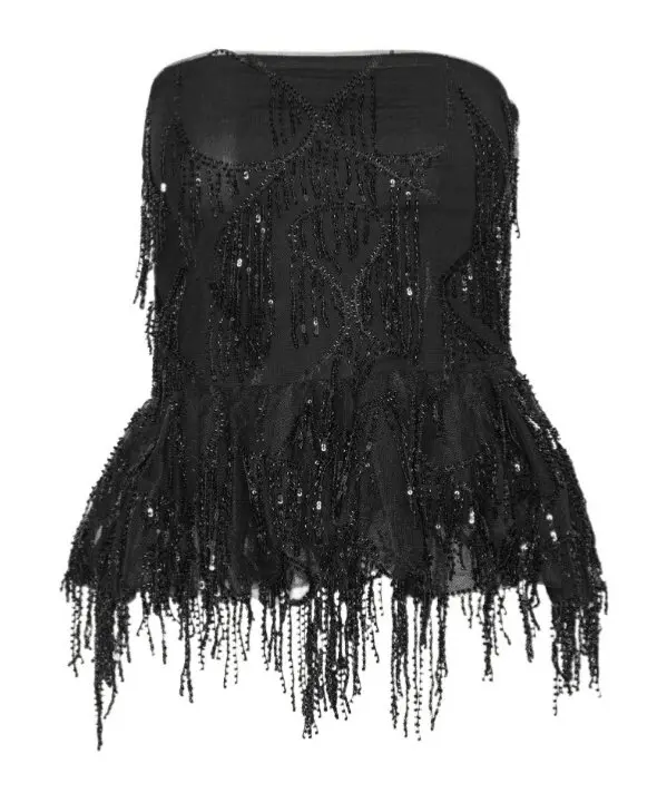 ROTATE BY BIRGER CHRISTENSEN Sequinned Bubble Top - Black