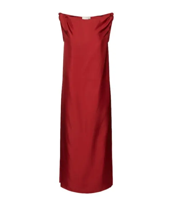 Loulou De Saison Moun Sleeveless Draped Silk Midi Dress - Red