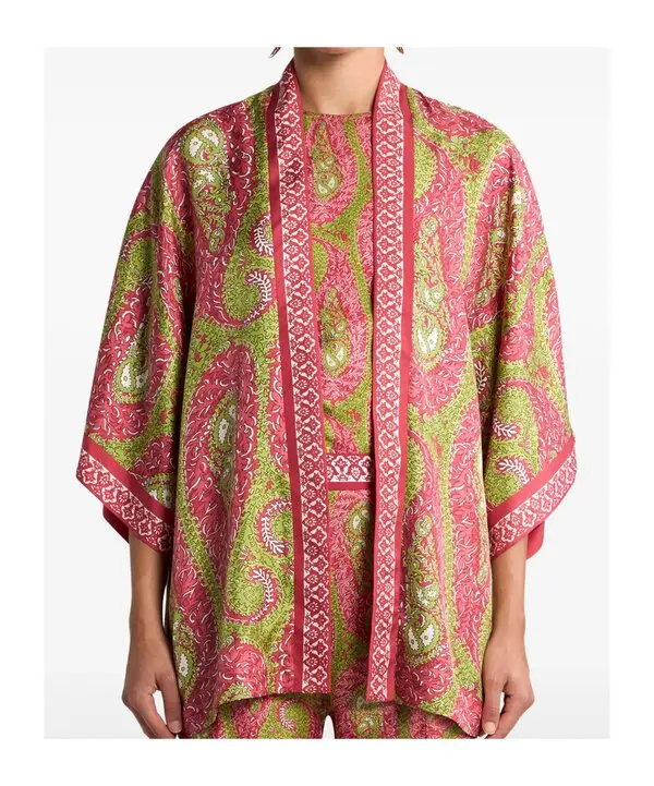 Etro Paisley Foliage Motif Twill Kesa