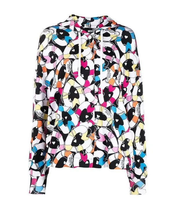 Moschino Printed Drawstring Hooded Jacket
