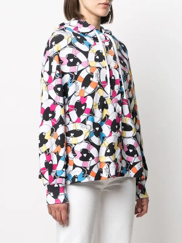 Moschino Printed Drawstring Hooded Jacket