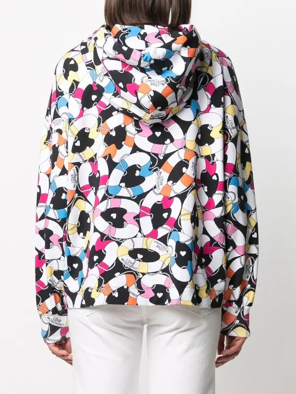 Moschino Printed Drawstring Hooded Jacket