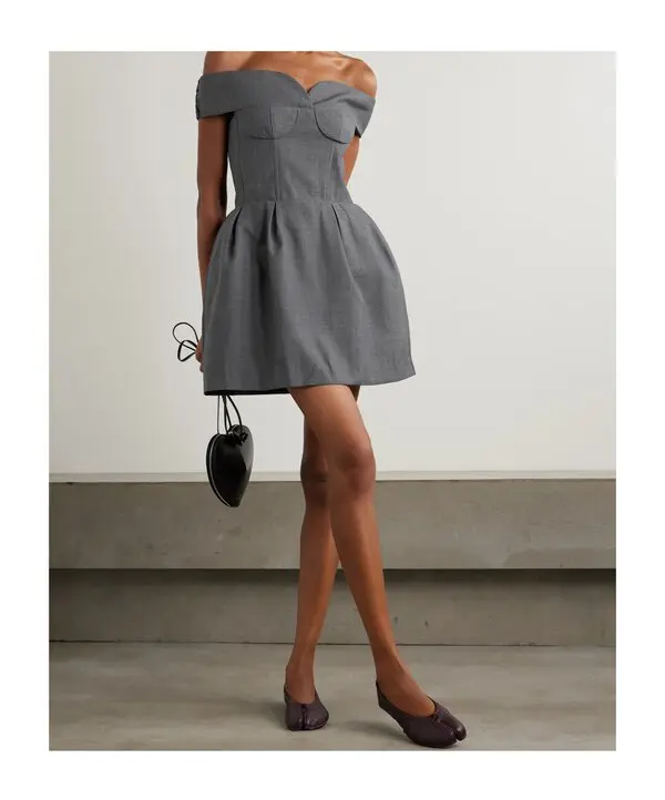 SHUSHU/TONG Off-shoulder Pleated Dress