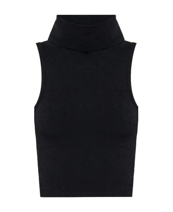 Alaïa Hooded Knit Crop Top - Black