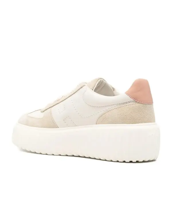 Hogan Platform Lace-up Sneakers With H-stripe Detail - White