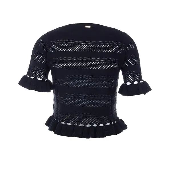 TWINSET Ruffled Boat Neck Jumper - Black