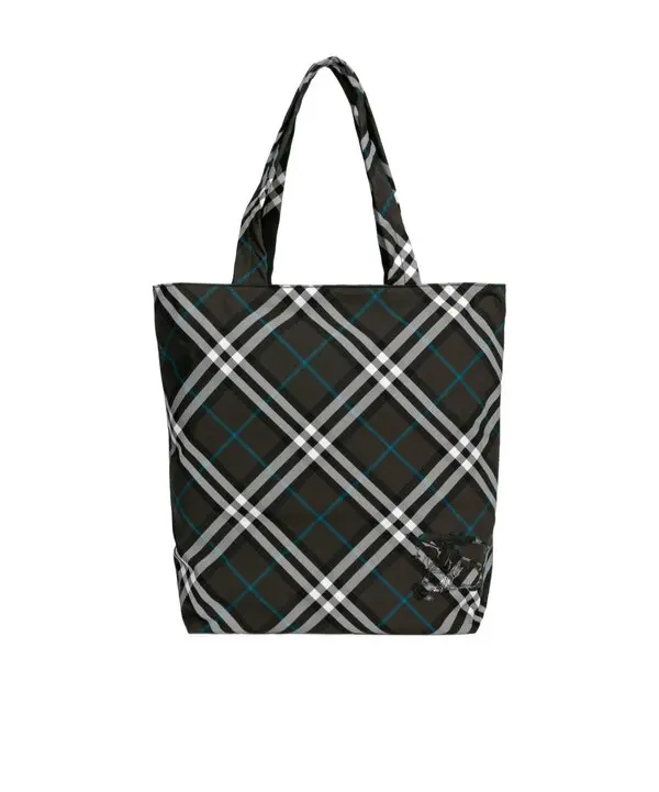Burberry Checkered Tote Bag - Black