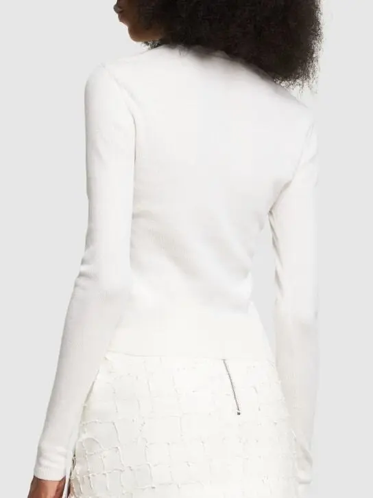 DION LEE V-neck Tie Detailed Knit Sweater