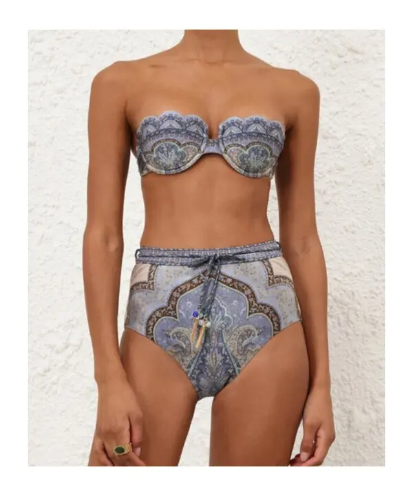 Zimmermann Wanderlust Scallop Balconette Bikini Top - Gray