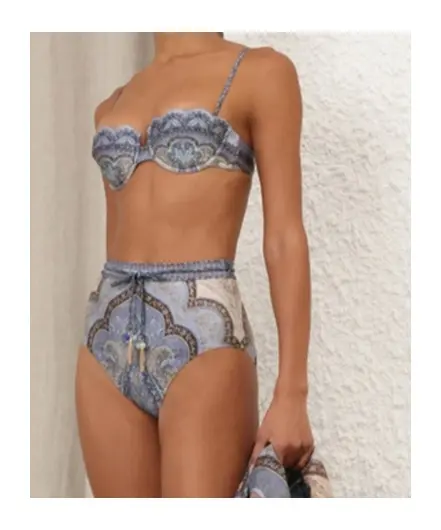 Zimmermann Wanderlust Scallop Balconette Bikini Top - Gray