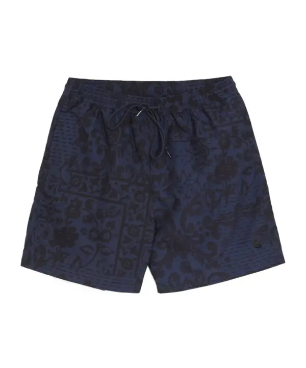 Carhartt Elastic Waist Swim Trunks With Embroidered Logo - Black