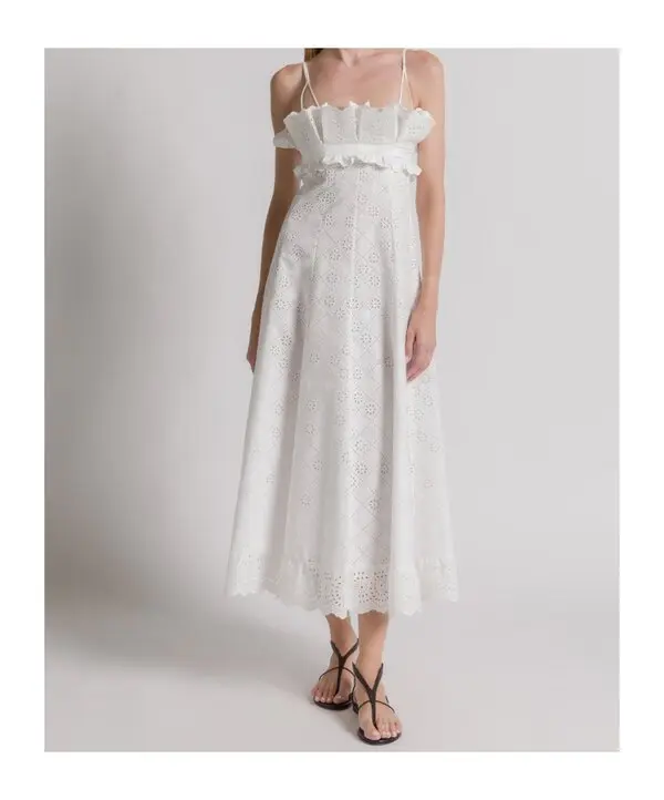 Alberta Ferretti Broderie Anglaise Midi Dress