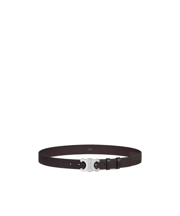 Celine Triomphe Belt 30mm In Grained Calfskin - Espresso