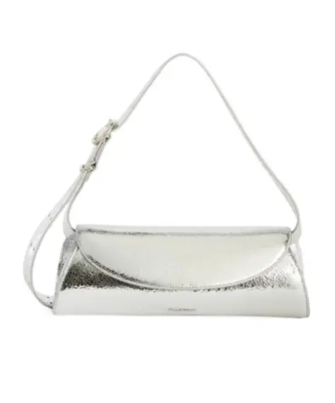 JIL SANDER Cannolo Crackled Foldover Clutch Bag