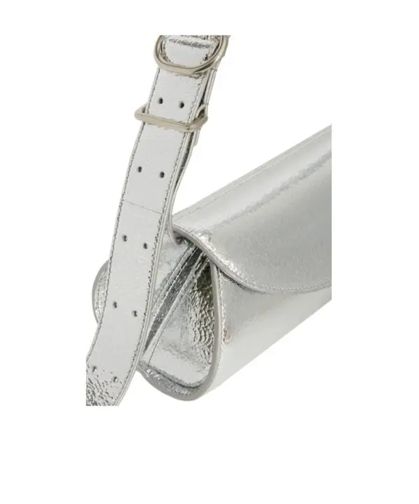JIL SANDER Cannolo Crackled Foldover Clutch Bag