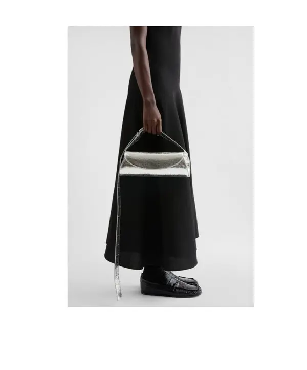 JIL SANDER Cannolo Crackled Foldover Clutch Bag