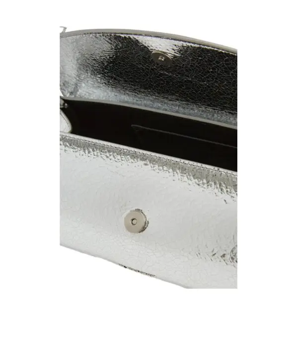 JIL SANDER Cannolo Crackled Foldover Clutch Bag