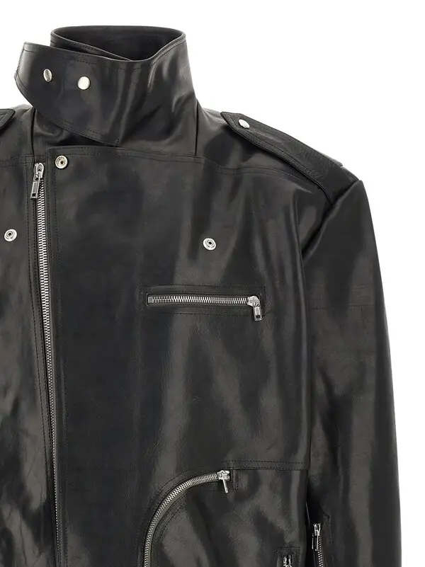 Rick Owens Asymmetrical Biker Leather Jacket