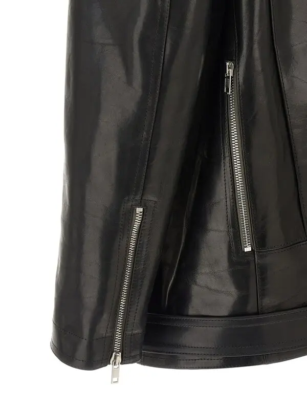 Rick Owens Asymmetrical Biker Leather Jacket
