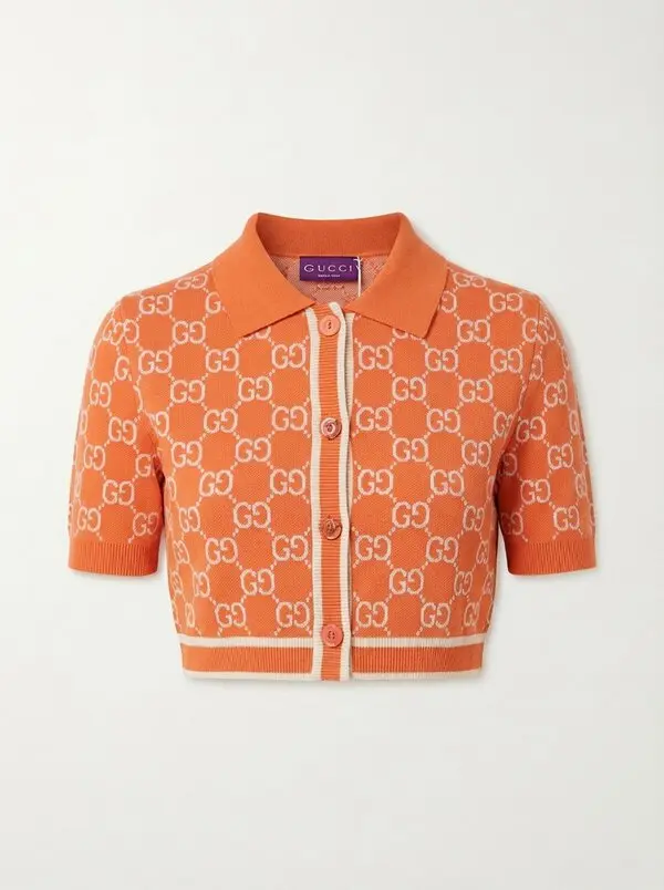Gucci Monogrammed Cropped Knit Shirt