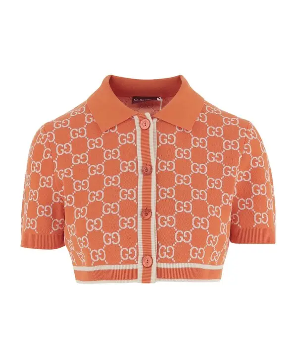 Gucci Monogrammed Cropped Knit Shirt
