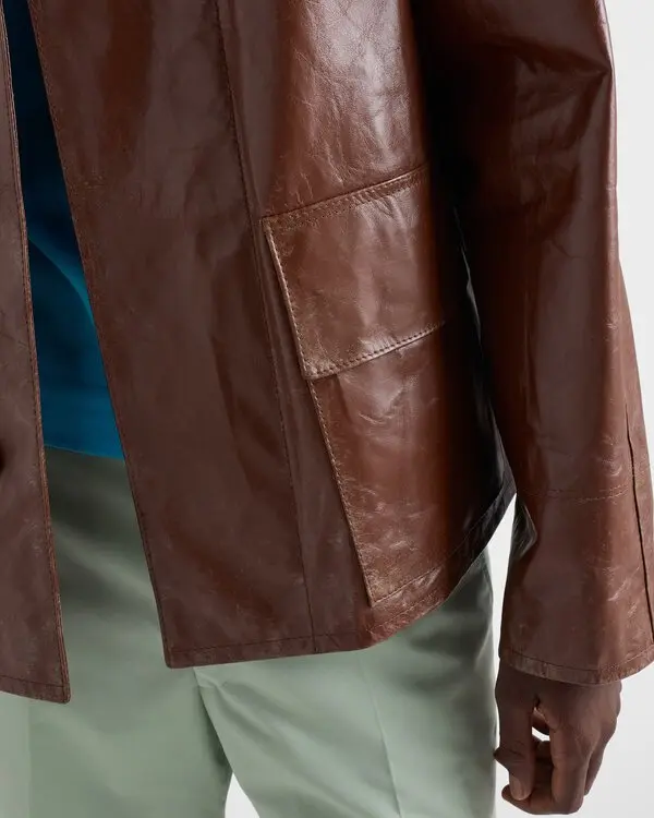 Prada Vintage-look Leather Blouson Jacket