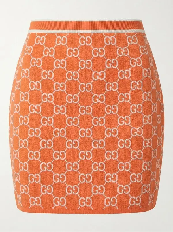 Gucci Monogrammed Knit Mini Skirt - Red