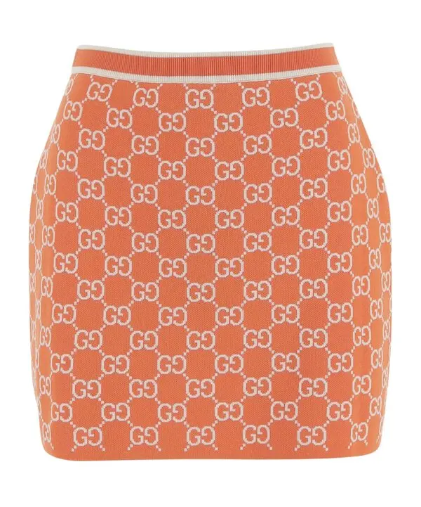 Gucci Monogrammed Knit Mini Skirt - Red